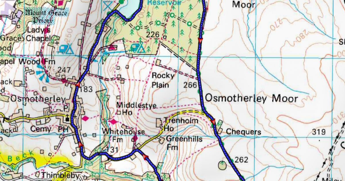 Osmotherley, Cod Beck Reservoir, Chequers, Square Corner | The Walking ...